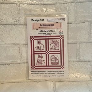 Art | Nwt Redwork Cats Iron On Transfer Pattern For Crayon Or ...